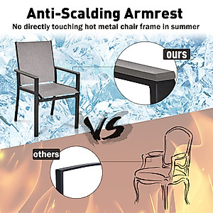 MEOOEM Patio Dining Chair Set of 4, Textilene Patio Furniture Chair with Armrest & Black Metal Frame for Lawn Garden Backyard