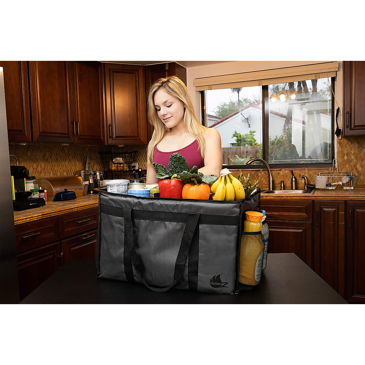ThermalZ Insulated Food Delivery Bag, Cooler Bag, Extra Large Insulated Grocery Bags for Hot and Cold Grocery Shopping, Insulated Bag for Catering
