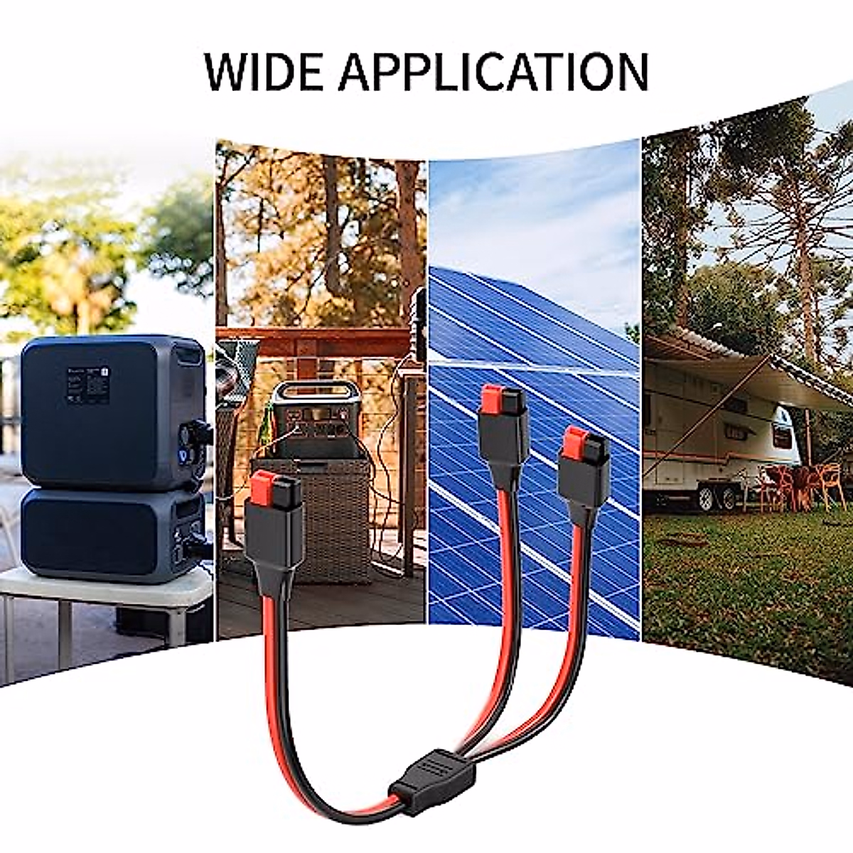 ELFCULB Anderson Y Splitter Cable,12AWG Solar Charging Splitter Cable Solar Panel Extension Cable for Solar Generator Power Station(1FT)