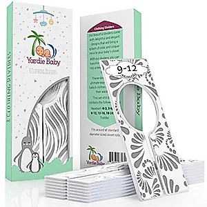 Closet Dividers for Baby Clothes by YardieBaby - Set of 8 Baby Clothing Size Age Hanger Dividers from Newborn Infant to Toddler Months Boys/Girls Nursery Closet Organizer (Neutral)