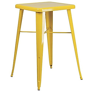 Flash Furniture Aaron Commercial Grade 23.75" Square Yellow Metal Indoor-Outdoor Bar Height Table
