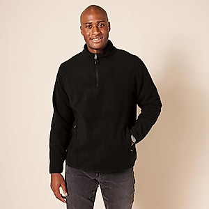 Amazon Essentials Men's Quarter-Zip Polar Fleece Jacket - Discontinued Colors, Black, Large