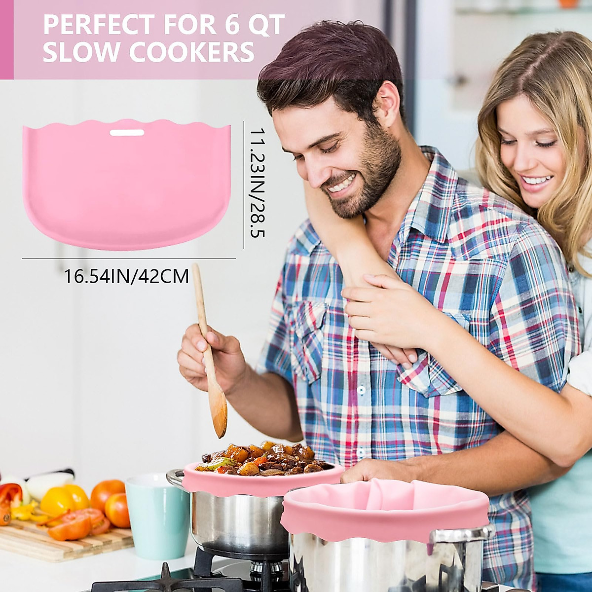 Xandz 3 Pack Silicone Slow Cooker Liners for Crockpot 6 Quart, Reusable Crock Pot Liners Dishwasher Safe Bags Liners Fit Oval Pot