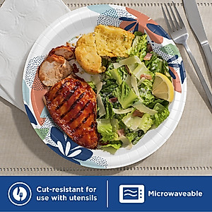 Dixie 10 Inch Paper Plates, Dinner Size Printed Disposable Plate, 204 Count (3 Packs of 68 Plates)