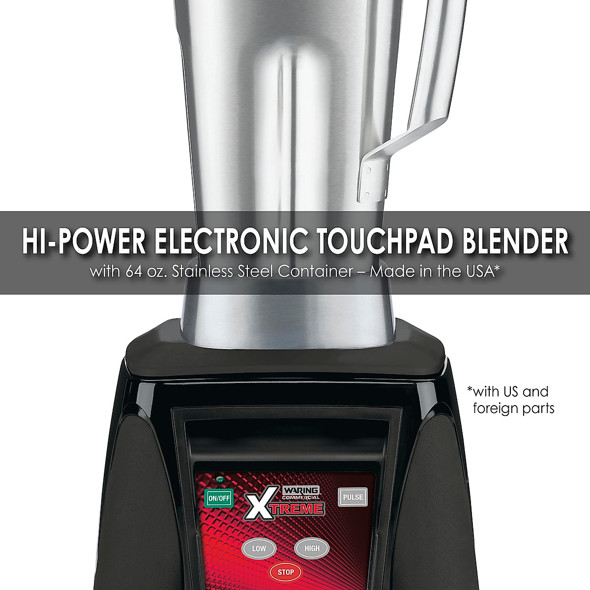 Waring Commercial MX1050XTS 3.5 HP Blender with Electronic Keypad Controls, Pulse Feature and a 64 oz. Stainless Steel Container, 120V, 5-15 Phase Plug