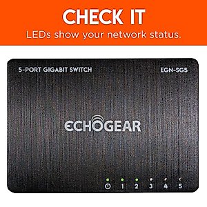 Echogear 5 Port Gigabit Ethernet Switch - Plug & Play Unmanaged Switch with Auto-Negotiation, Full Duplex Control, & Auto MDI/MDI-X - Expand Your Network with 5 10/100/1000 Ethernet Ports