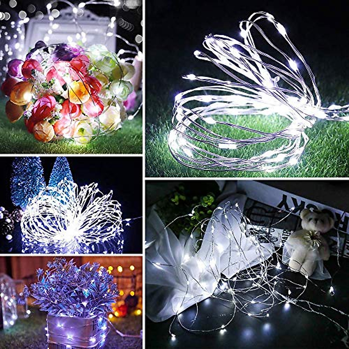 JORETLE 12 Pack LED Fairy Lights String Lights Battery Operated, 6.6ft Indoor Mini Fairy String Lights Flexible Copper Wire Firefly Lights for DIY Decoration, Wedding, Christmas, Bedroom, Party