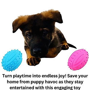 Mias Pawsome Pets Rugby Football Dog Squeaky Chew Toy: for Fetch and Teeth Cleaning Ball, for Small to Medium Breeds