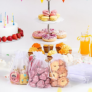 Hopttreely 100PCS Premium Sheer Organza Bags, White Wedding Favor Bags with drawstinr, 4x4.72 Jewelry Gift Bags for Party, Jewelry, Christmas, Festival, Bathroom Soaps, Makeup Organza Favor Bags