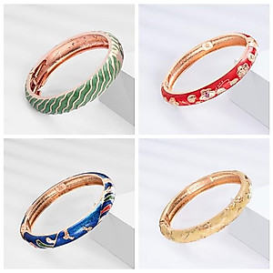 UJOY Random Pack Colors Enamel Jewelry Set Golden Flower Engraved 10 PCS Cloisonne Bracelets in a Box