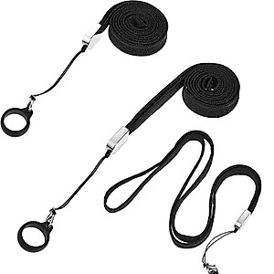 Shappy 3 Anti-lost Necklace Lanyard Black with Anti-lost Silicone Rubber Ring, Silicone Rubber Pen Lanyard Holder