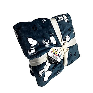 Berkshire Home & Blanket Co. Peanuts Gang Snoopy Happy Dance Velvet Soft Throw Blanket | 50" x 70" - Blue Gray
