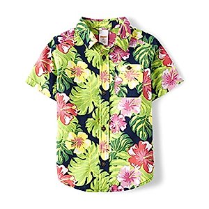 Gymboree,Boys,Matching Family Short Sleeve Button Up Shirt Dad, Big Kid, Toddler,Aloha Floral,2T