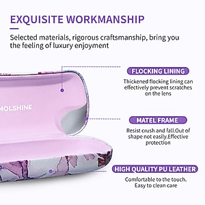 molshine Hard Shell Sunglasses Case, Classic Large Glasses Case for Sunglass, Eyeglasses with Cleaning Cloth (Purple)