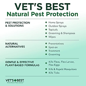 Vet's Best Flea and Tick Home Spray | Flea Treatment for Dogs and Home | Flea Killer with Certified Natural Oils | 96 Ounces Refill