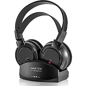 ANSTEN Wireless Headphones for TV Watching, Over Ear Headsets with RF Transmitter Charging Dock with 3.5 mm AUX/RCA, Rechargeable Stereo TV Wireless Headphone,164 ft Work Rang, No Audio Delay