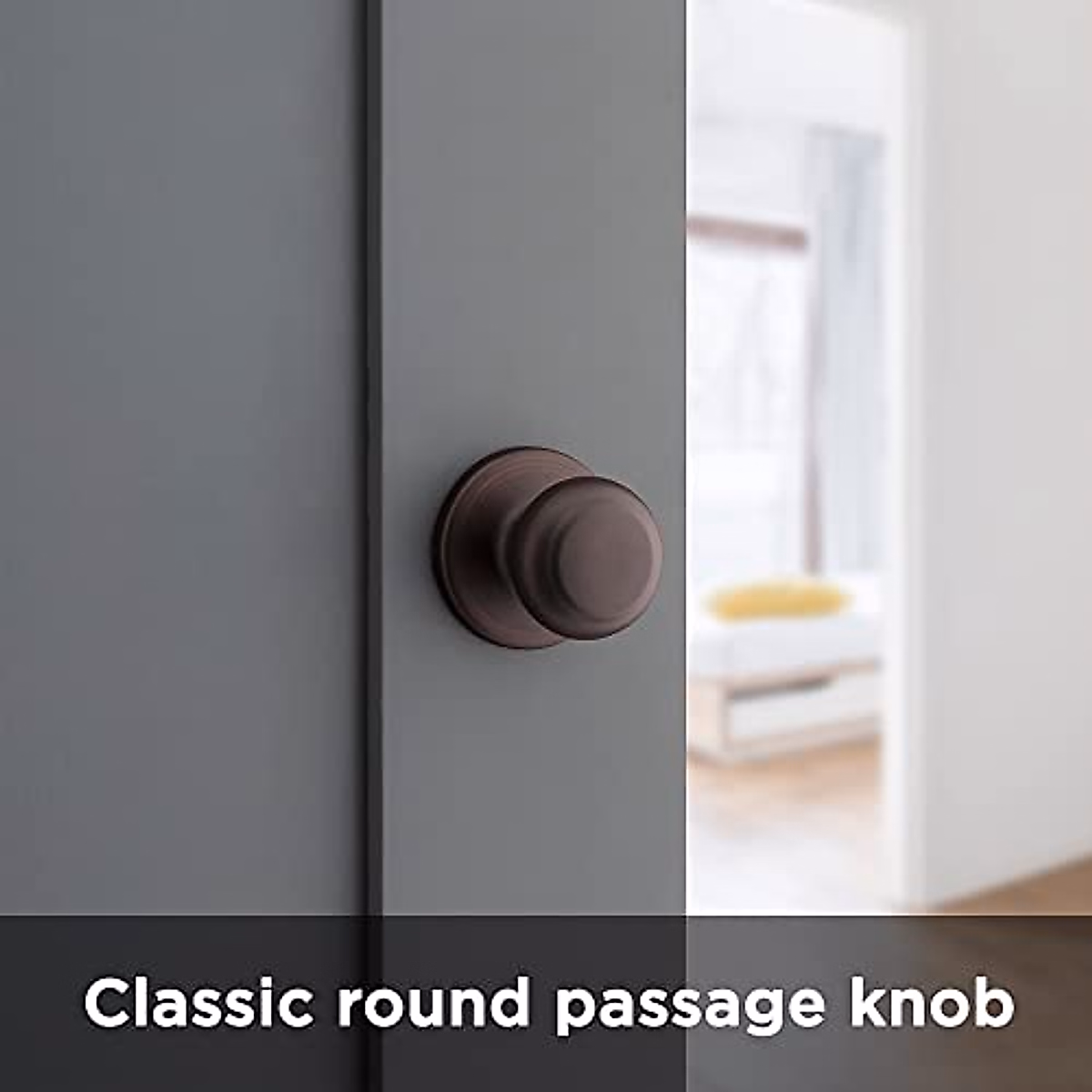 Kwikset Cove Interior Passage Door Knob, Handle For Closet and Hallway Doors, Non-Locking Doorknob, Venetian Bronze