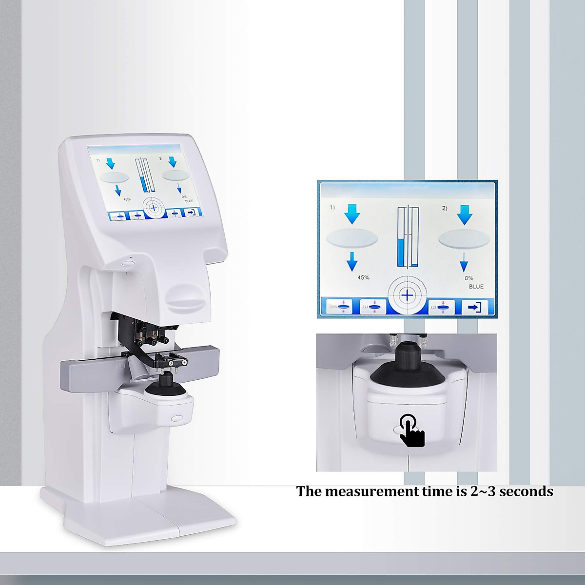 Auto Lensmeter Lensometer Focimeter, Touch Screen Optical Optometry Machine Lens Degree Meter Optical Focimeter Lensometer Measure Device
