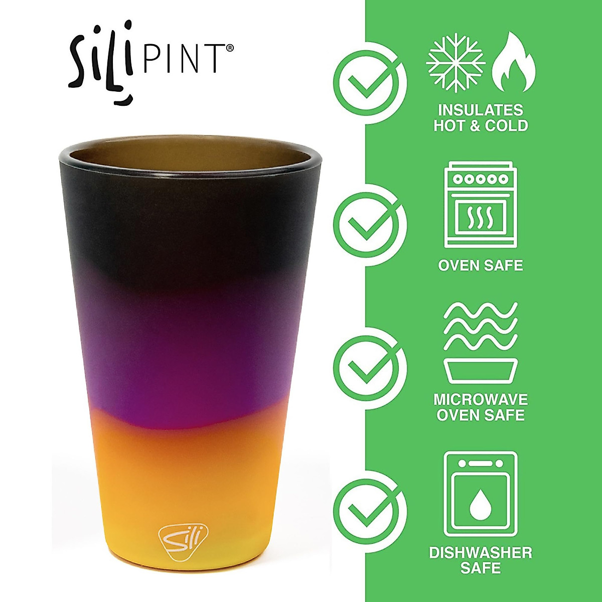 Silipint: Silicone Pint Glass Set - 2 Pack Sun Storm - 16oz Unbreakable Cups, Flexible, Sustainable, Hot/Cold, Dishwasher Safe, Easy Grip