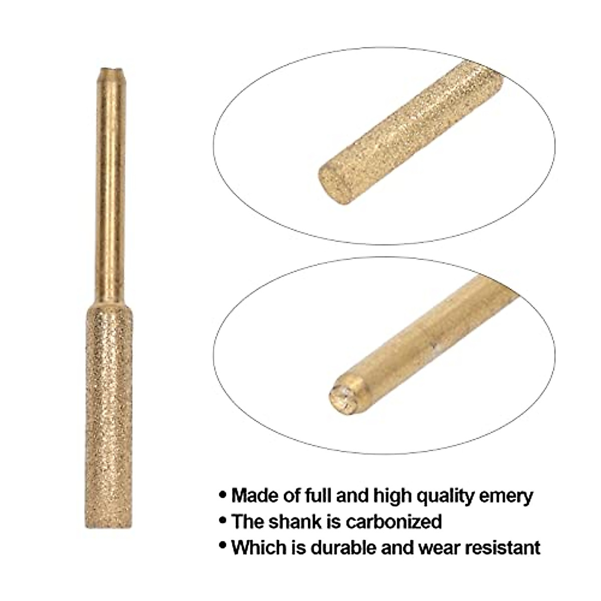 12 Pcs 4.8mm Grinding Head Sharpening Burr Wear Resistant Emery Grinding Stone 3mm Shank for Chainsaw