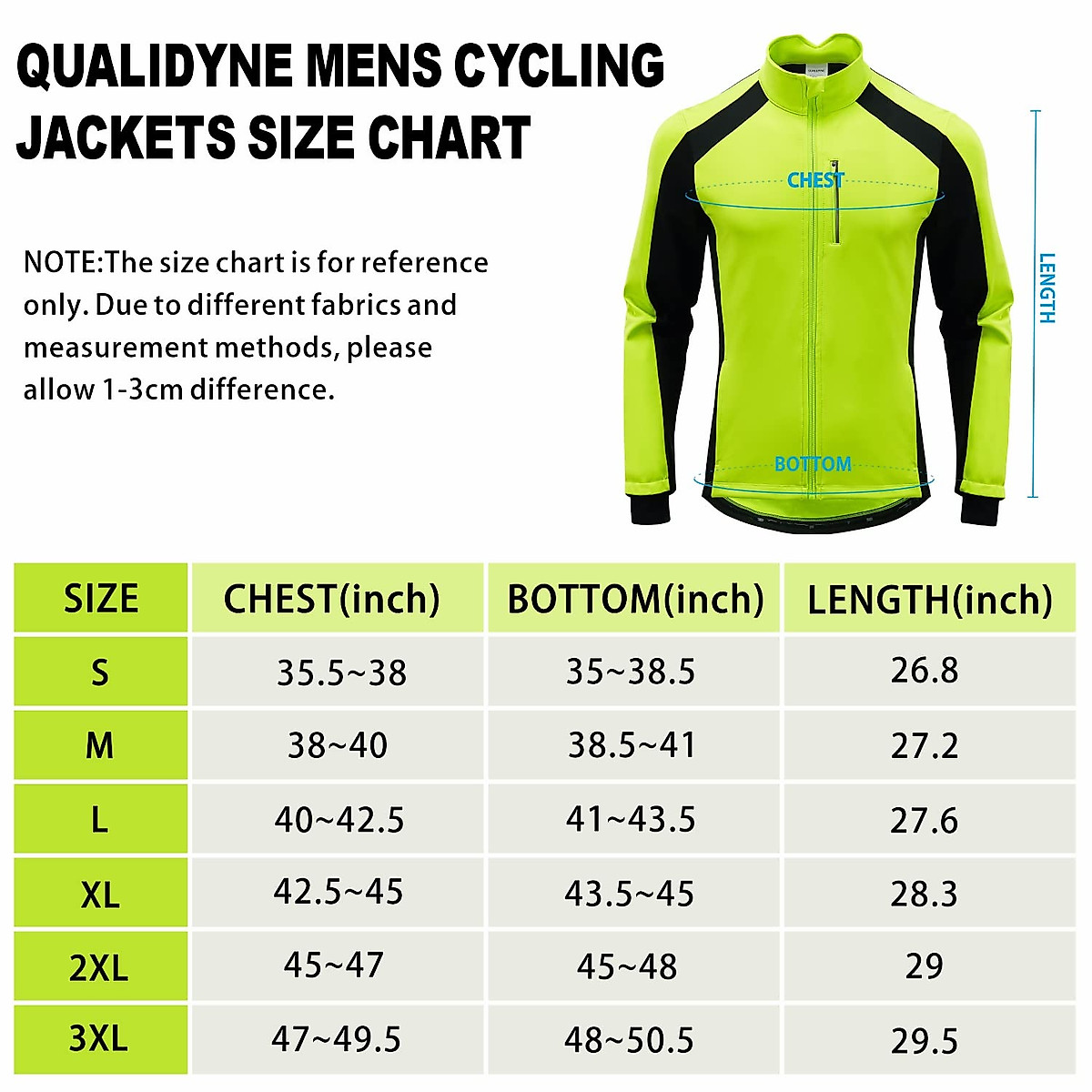 qualidyne Men's Winter Cycling Jacket Thermal Fleece Lined Bicycle Biking Jacket Cold Weather Windproof Softshell Windbreaker