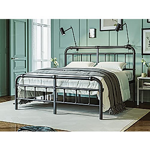 FSCHOS King-Bed-Frame-with-Headboard and Footboard, 18 Inch Metal Platform King-Size-Bed-Frame, Premium Steel Heavy Duty Bed Frame King No Box Spring Needed, Easy Assembly, Black