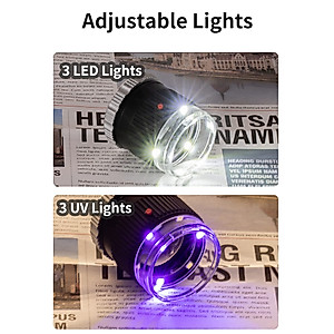 JARLINK 30X Jewelers Loupe, Adjustable Focal Length Magnifier with 3 LED Light for Gems, Jewelry, Coins, Stamps, etc (Black)