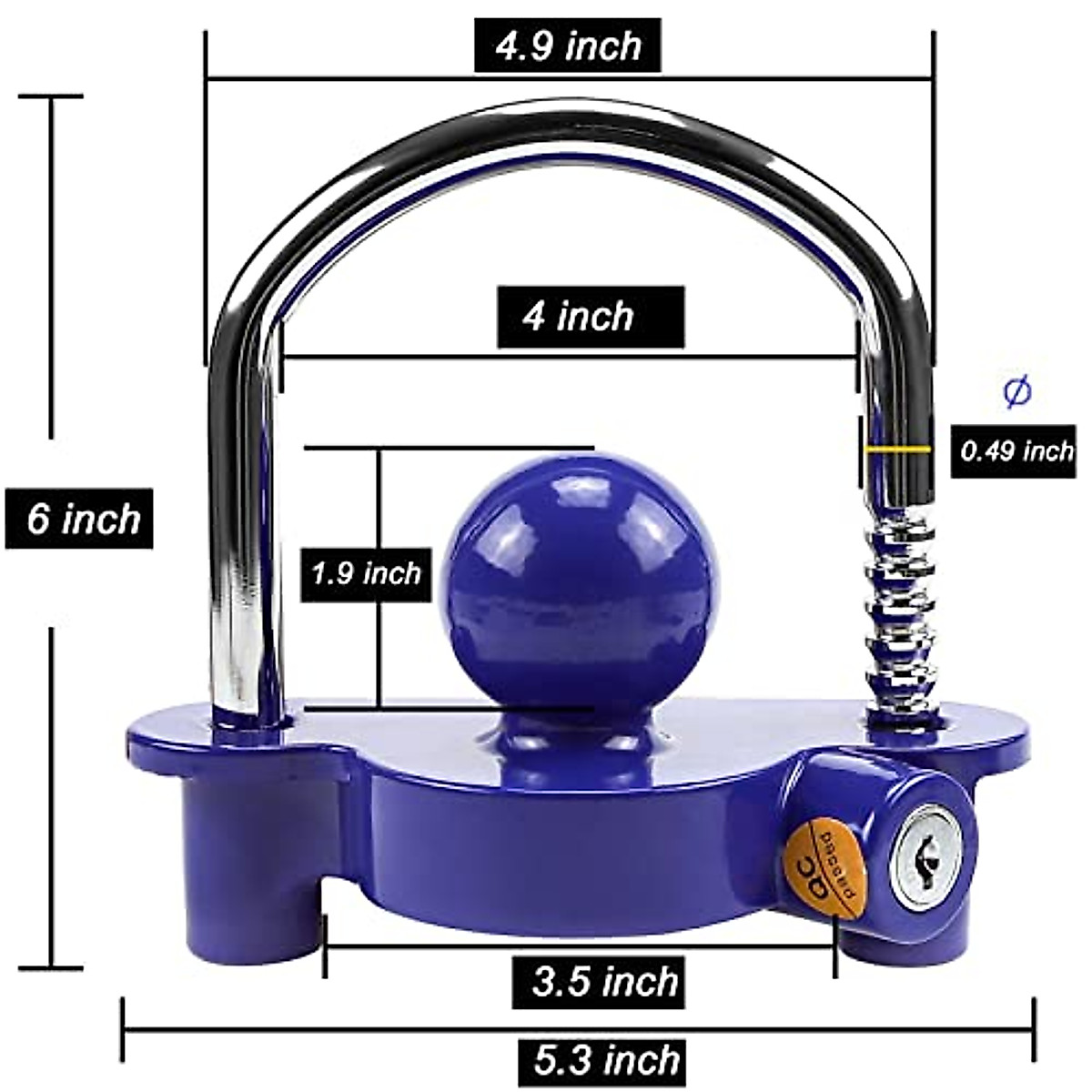 Coupler Lock Hitch Trailer Lock with 2 Keys,72783 Universal Coupler Lock,Universal Adjustable Heavy-Duty Steel Lock Blue