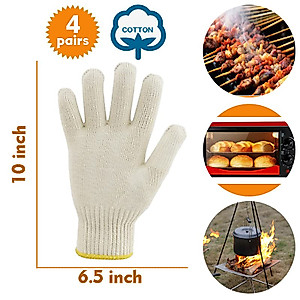 4 Pairs Oven Gloves with Fingers,Thin and Light Heat Resistant Gloves for Cooking,Cotton Heat Resistant Gloves,Baking Gloves,Insulated BBQ Gloves for Kitchen,Safety Protection Work,Housework