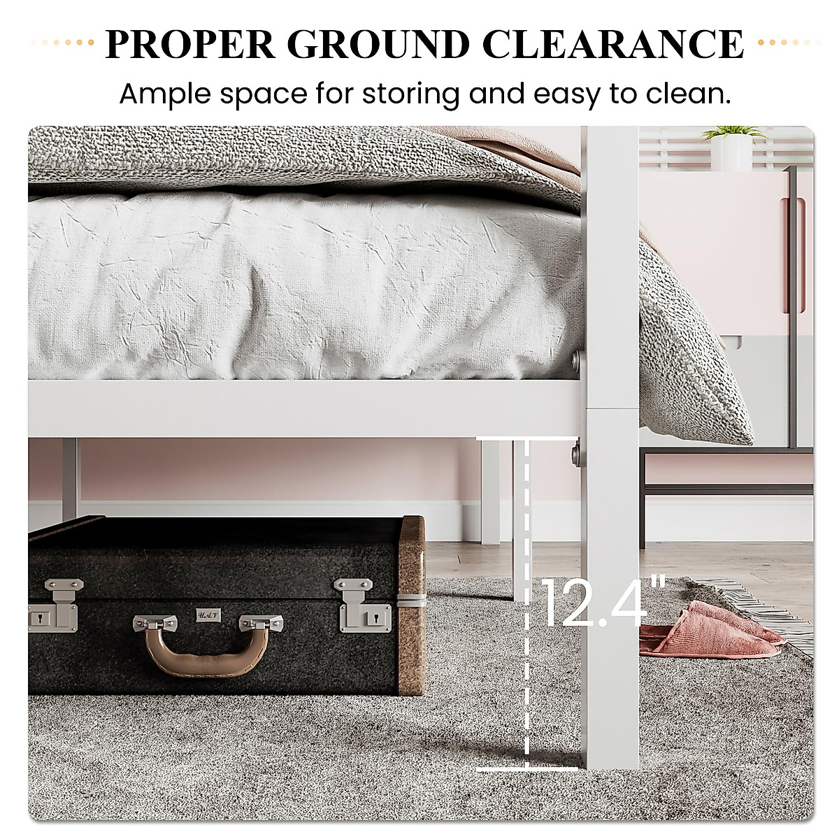 SHA CERLIN Metal Canopy Bed Frame Full Size/Mattress Foundation with Metal Slats Support/No Box Spring Needed/Easy Assembly/White