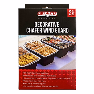 Chafer Wind Guard 2 Pack, Chafer Stand Cover, Decorative Food Warmer Cover for Indoor & Outdoor Events, Party, Catering, Buffet, Camping, Flame Retardant Fabric for Parties Buffet, Chef Master 90081