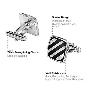 Luckeyui 12 Pairs Cufflinks Set Gifts for Men Vintage Wedding Tuxedo Shirt Cuff Links Silver & Black