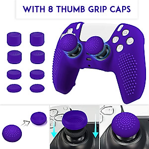 SIKEMAY [2 Pack] PS5 Controller Skin, Anti-Slip Thicken Silicone Protective Cover Case Perfectly Compatible with PlayStation 5 Dualsense Controller Grip with 8 x Thumb Grip Caps - Galactic Purple