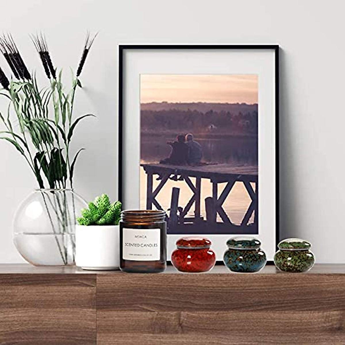 3Pcs Small Urns for Human Ashes, 1.7'' Keepsake Urns for Human Or Pet Ashes, Mini Ceramic Memorial Urn and Burial Ash Storage for Family & Loved Ones，Hold 1.2 Cubic Inches of Ashes(Blue,Green,Red)