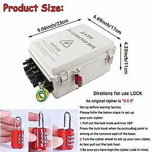 BAYM IP65 4 in 1 Out 15A 4 String Solar PV Array Plastic DC Combiner Box,4Pair Solar Connectors, Lightning Surge Protection, 63A 6ka MCB Lock Indicator,Waterproof Ventilation Valve