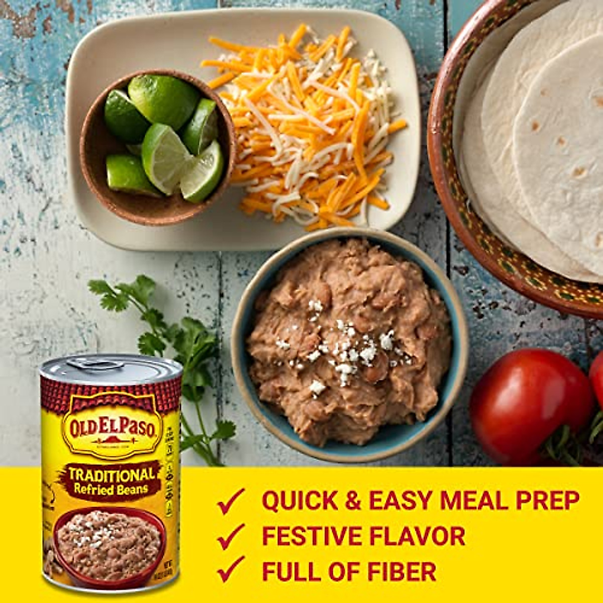 Old El Paso Traditional Canned Refried Beans, 16 oz. (Pack of 12)