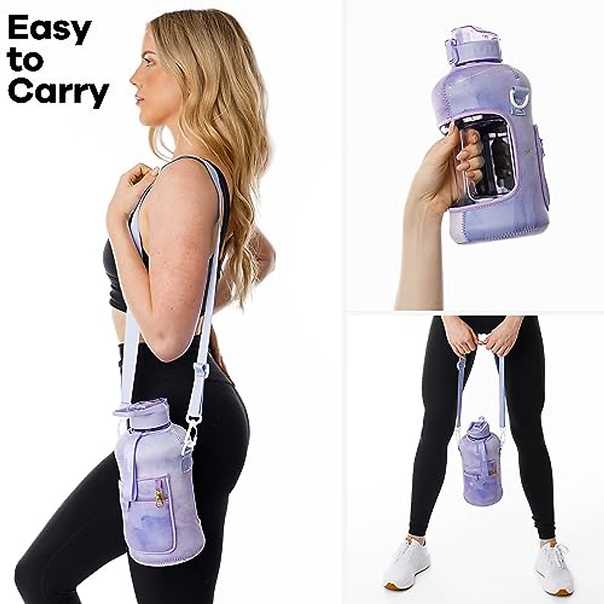 HYDRARANK Half Gallon Water Bottle with Sleeve - BPA Free Gym Water Bottle with Straw and Spout Lid - Leak Proof - Reusable Large Water Jug with Strap, Handle for Daily Hydration (74 Ounce)