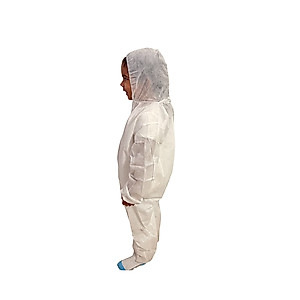 Disposable Children's Coveralls w Hood and elastic wrists (MEDIUM) Size 7/8, pack of 5