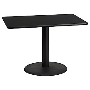 Flash Furniture 30'' x 42'' Rectangular Black Laminate Table Top with 24'' Round Table Height Base