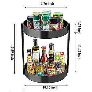 TUEHUTDE 2 Tier Lazy Susan Turntable Spice Rack Organizer, 360 Degree Rotating 10.15'' Lazy Susan for Table, Bathroom Organizer Countertop, Cabinet
