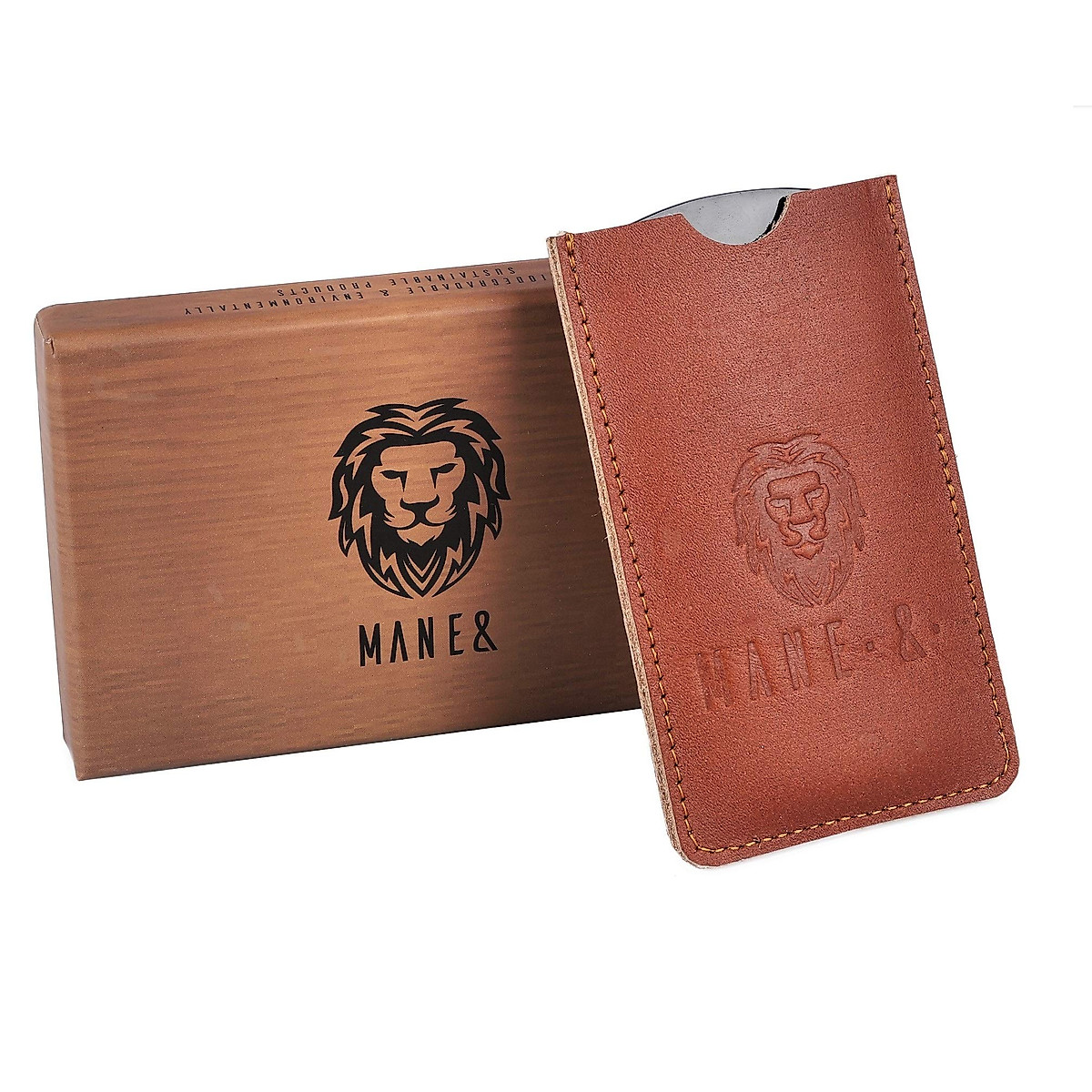 Premium 100% Oxhorn Dual-Action Beard Comb with Genuine Leather Case – the Perfect Beard Grooming Gift for Men by Man & Mane.