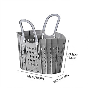 Laundry Basket Collapsible Plastic Portable Hamper, Waterproof Storage for Dirty Clothes Bedroom Round Bin with Handle (Basket-gray)