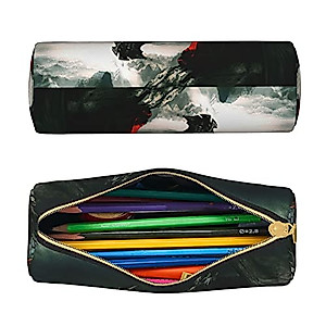 Dragon Pencil Case Pen Pouch Cylinder Small Carrying Box for Women Adult With Smooth Zipper Simple Durable Lightweight for Office Organizer Storage Bag