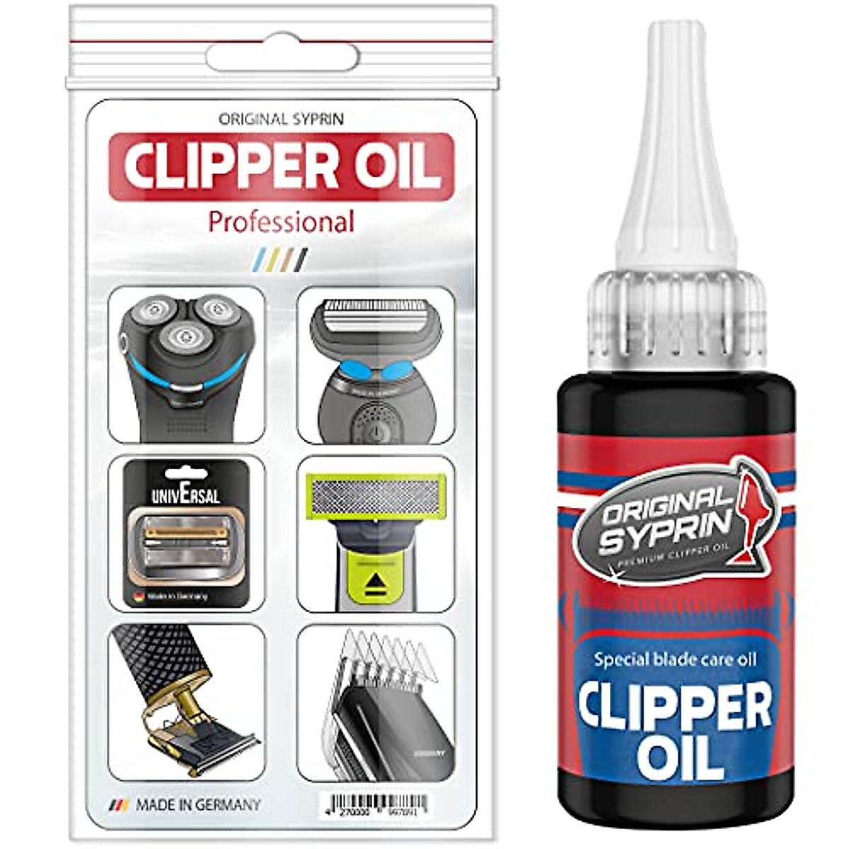 SYPRIN Original Premium Clipper Oil for Hair Trimmers, Hair Clippers, Electric Saving Machines, Hairdressing & Beard Trimmer-Oil for Extreme Protection Made in Germany