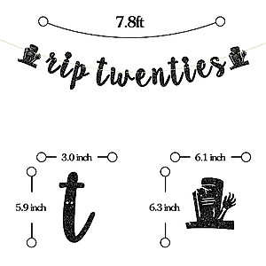 Rip Twenties Banner, Happy 30th Birthday Party Supplies, Funeral Themed 30th Birthday Party Banner, Death to My Twenties Party Decorations, Black Glitter