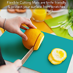 Cut N' Funnel Multi-Size Flexible Cutting Board Mats 3 Pack Made in the USA of BPA Free Food Grade Plastic, Dishwasher Safe