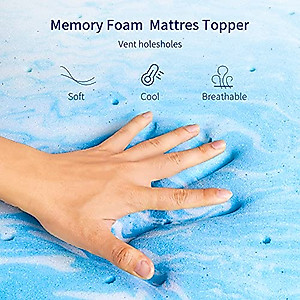 3 Inches Memory Foam Mattress Topper, Gel Infused Ventilated Bed Topper, Soft Foam Topper for Pressure Relieving (Queen)