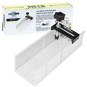 FIRSTINFO H5441 Metal Aluminum Miter Box 9.8 Inch Mitre Box for Manual Saw for Hand Saw 3 Cutting Angles with Fixable Screw