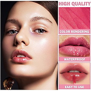 AWCCXMYM 4Pcs Shimmer Lip Gloss Set Plumping Liquid Nude Lipstick Set Moisturizing Lip Stain Long Lasting Non-Stick Cup Not-Fade Shiny Lip Gloss Set for Women Glitter Lip Makeup Kit - Set B