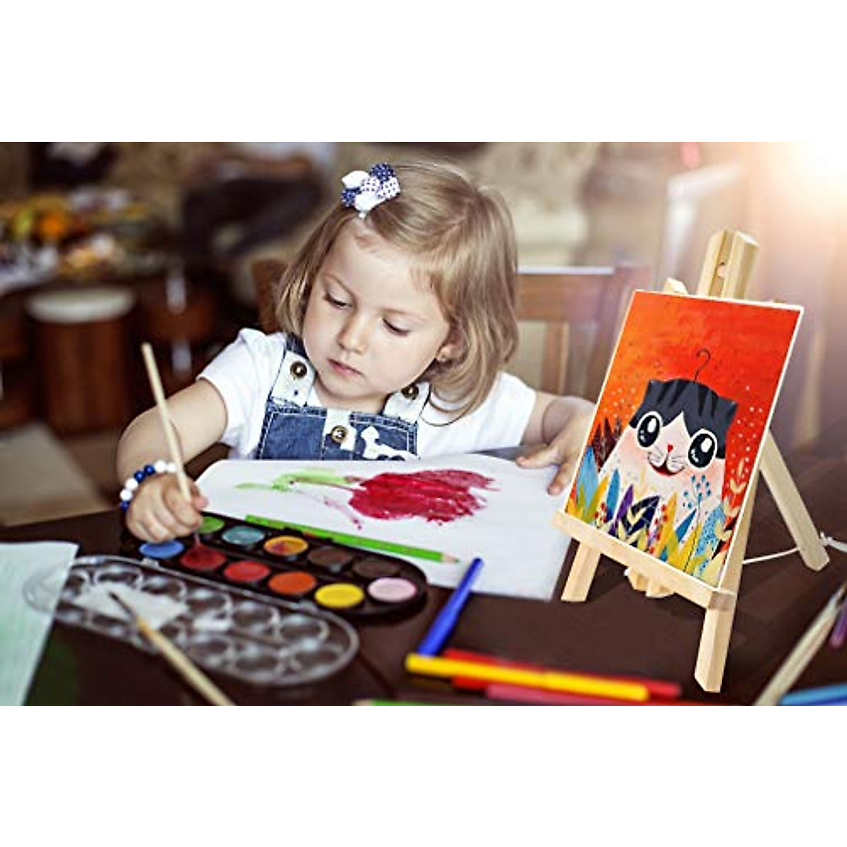 Wood Easels, Easel Stand for Painting Canvases, Art, and Crafts. (11.8 inch, 20 Pack), Tripod, Painting Party Easel, Kids Student Table School Desktop, Portable Canvas Photo Picture Sign Holder.